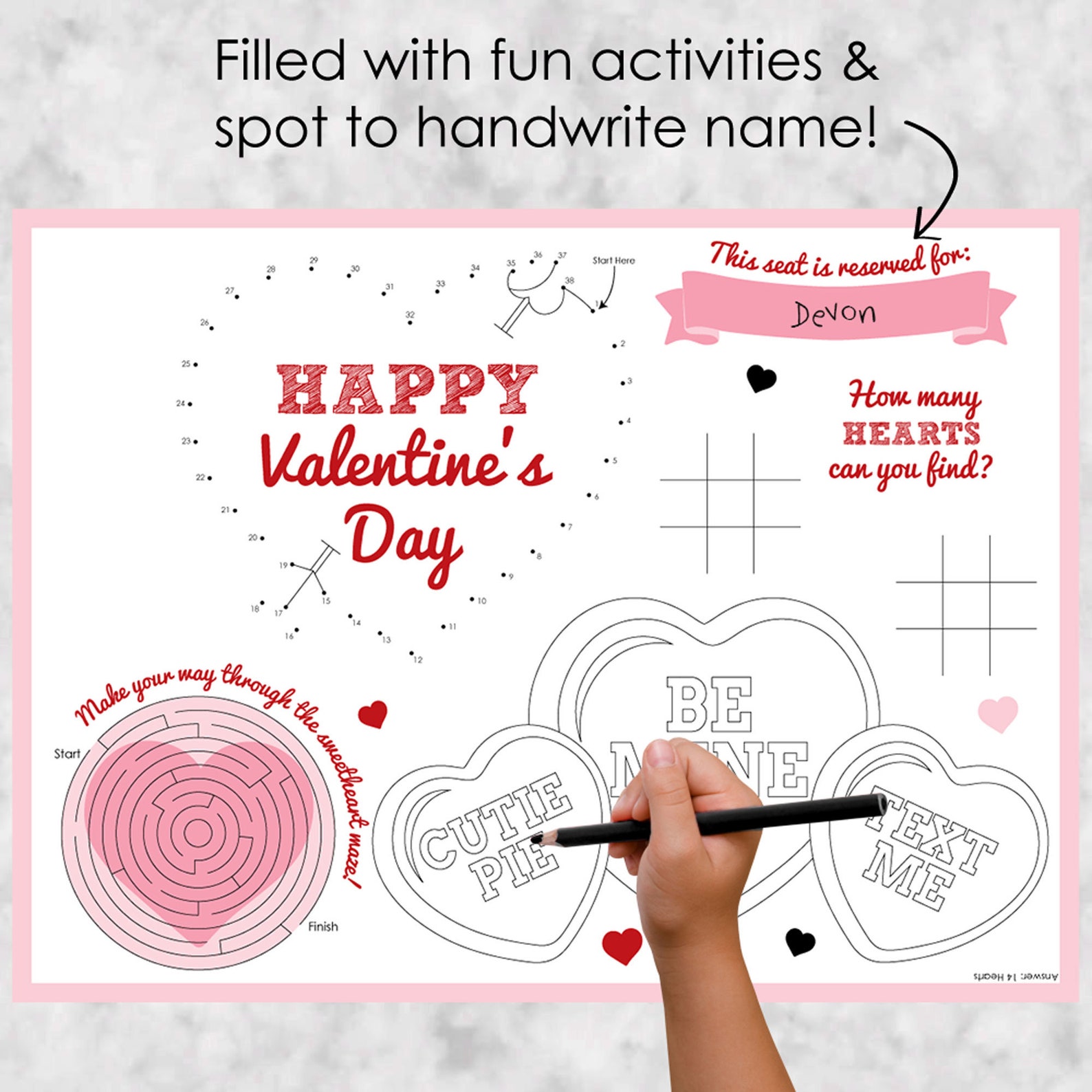 Conversation Hearts Paper Valentines Day Party Coloring | Etsy