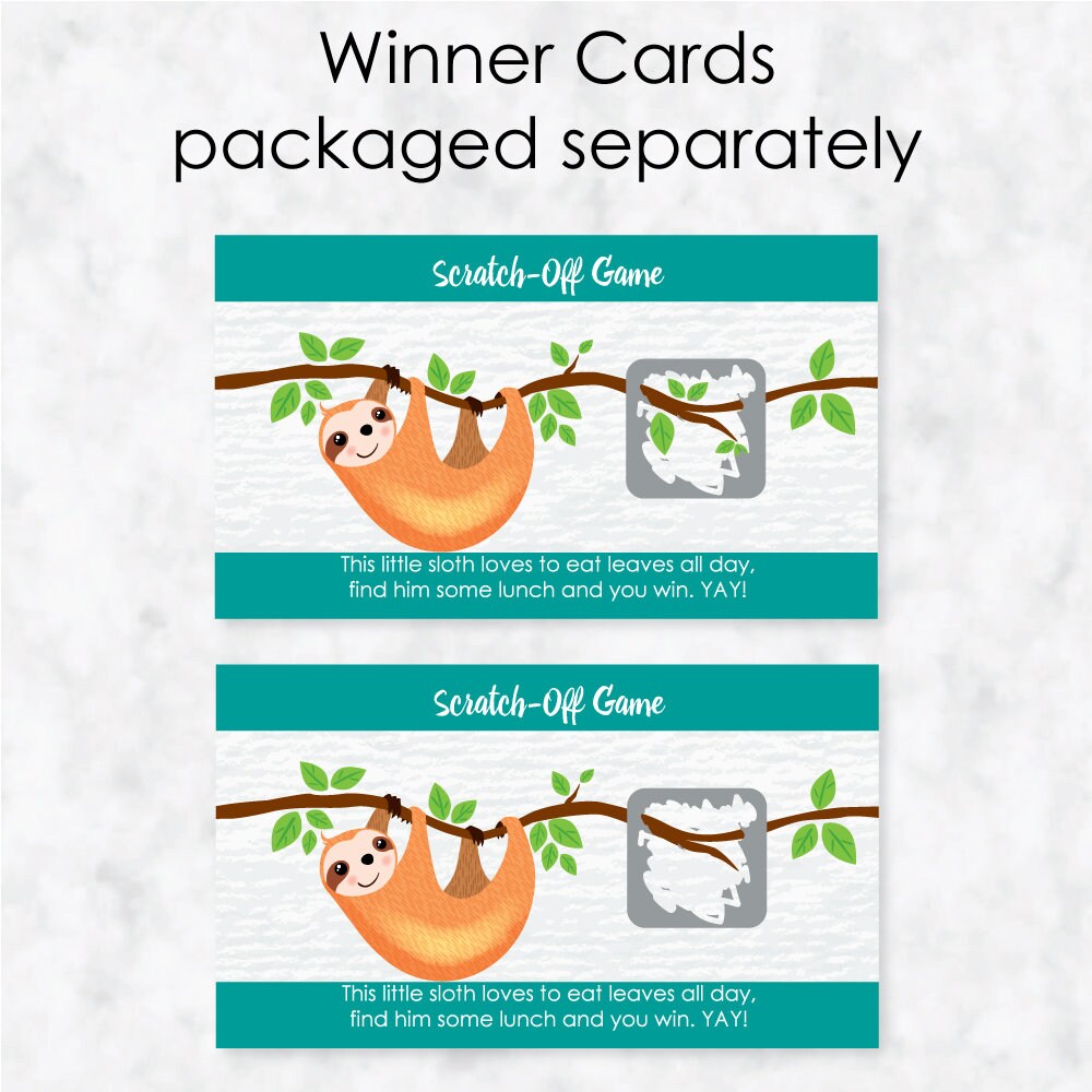Let's Hang - Sloth - Scratch off Game - Sloth Baby Shower or Birthday ...