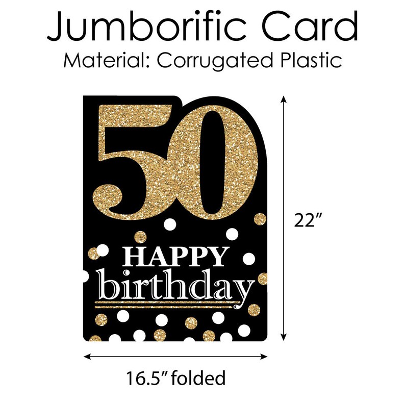 Adult 50th Birthday Gold Happy Birthday Big Greeting Card - Etsy