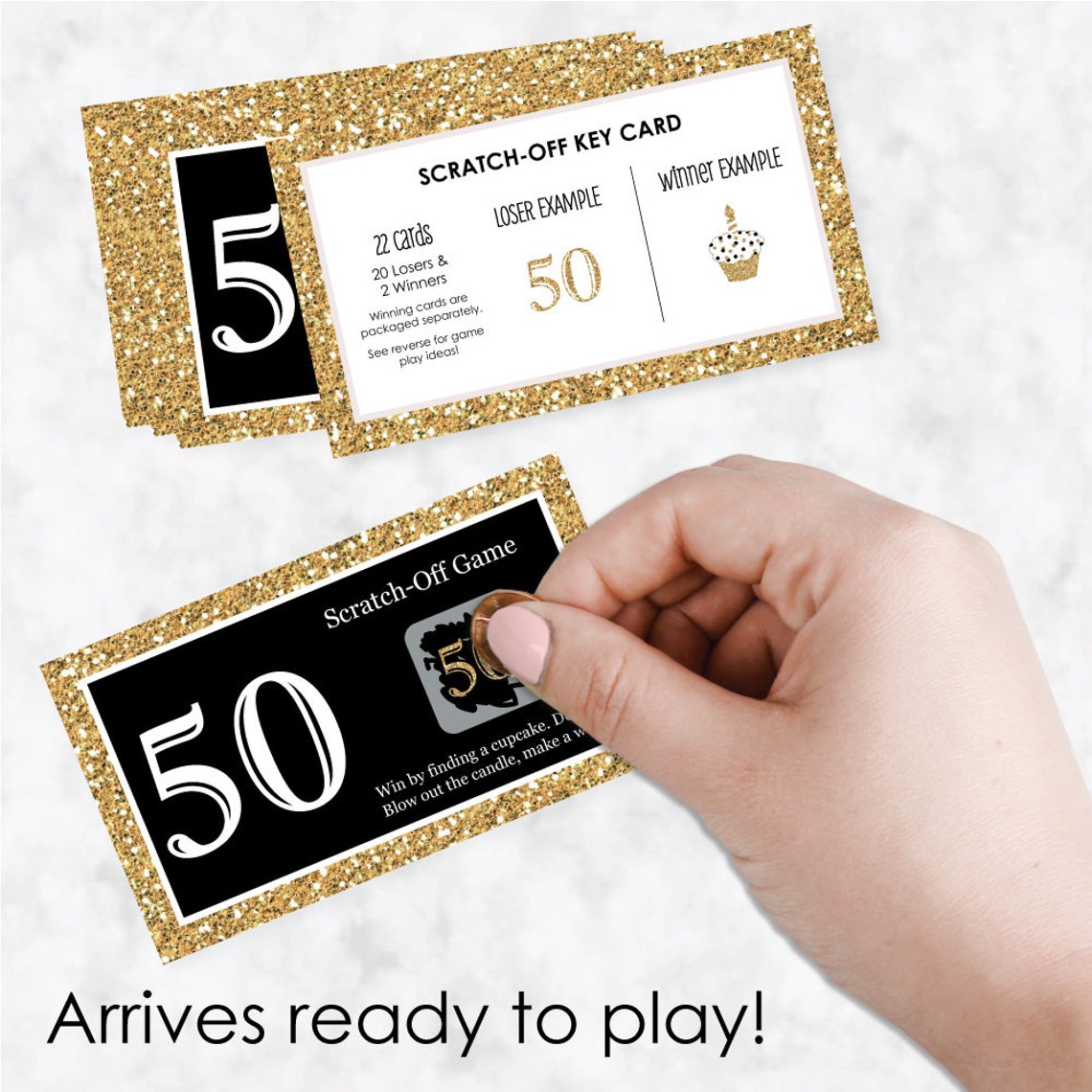50th Birthday Party Scratch off Game - Adult 50th Birthday - Gold ...