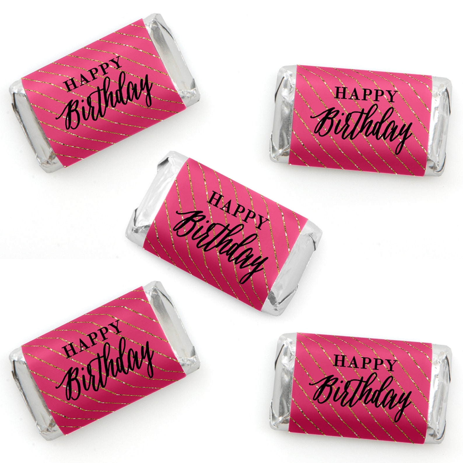 Happy Birthday Mini Candy Bar Wrappers Chic Birthday Party - Etsy