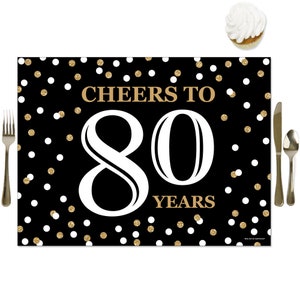 Adult 80th Birthday - Gold - Party Table Decorations - Birthday Party ...