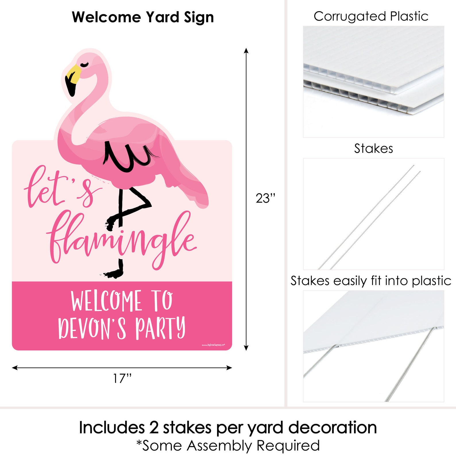 Pink Flamingo Welcome Yard Sign Birthday Baby or Bridal - Etsy