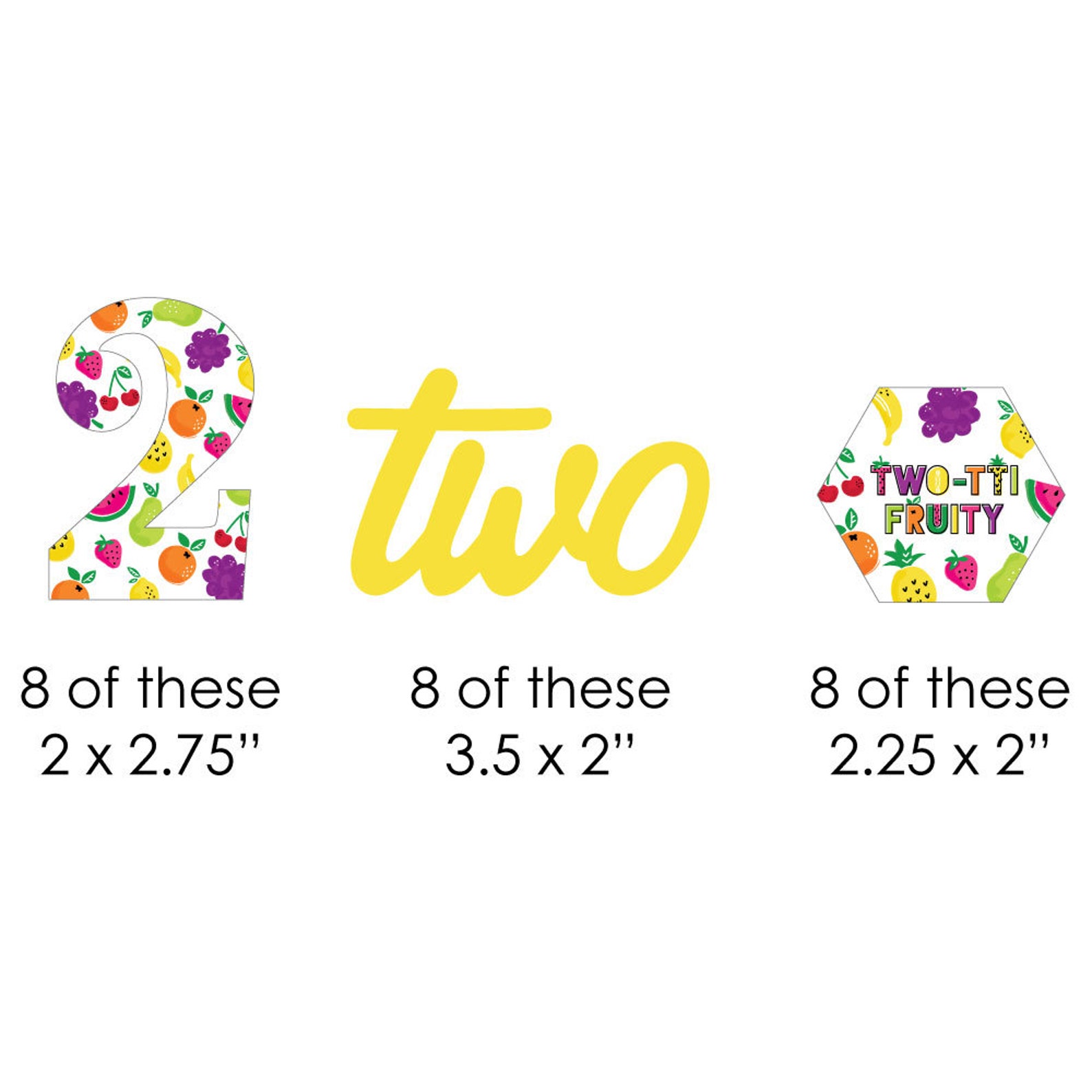 2nd Birthday Two-tti Fruity DIY Shaped Paper Cut Outs - Etsy