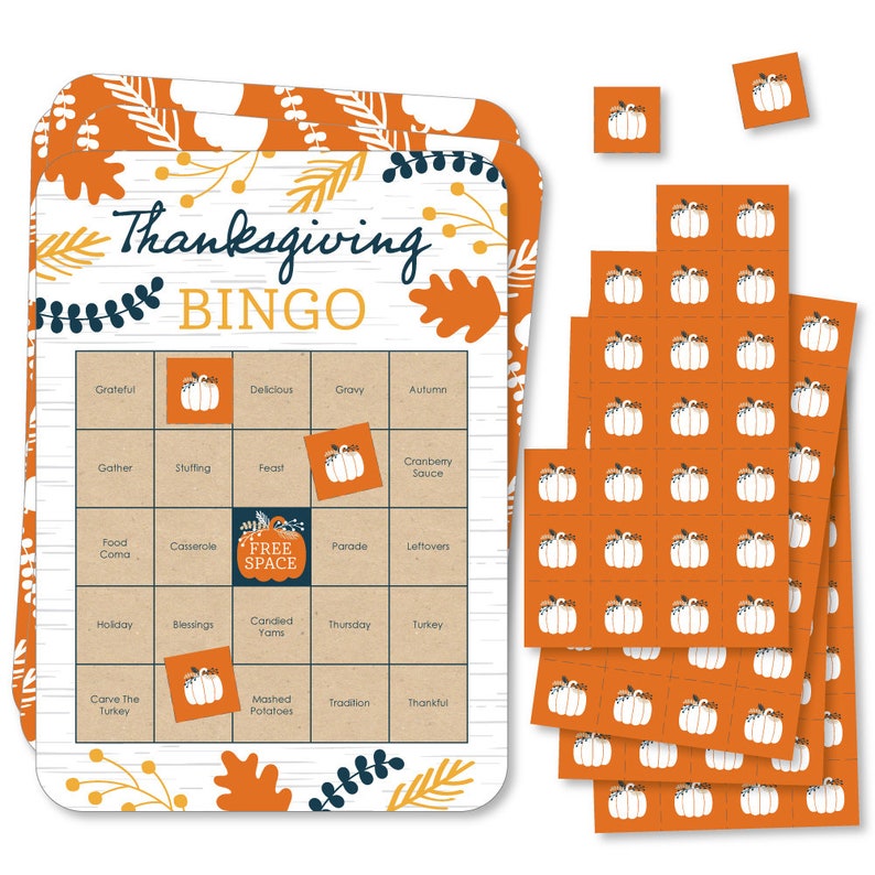 Happy Thanksgiving Bingo Cards and Markers Fall Harvest - Etsy