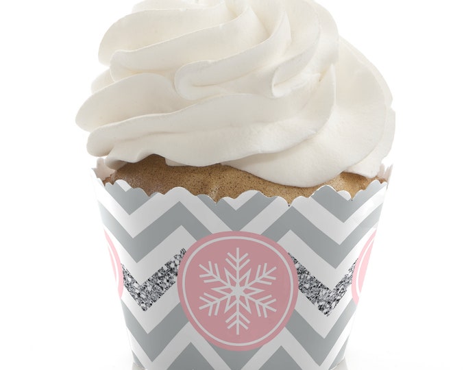 Pink Winter Wonderland Cupcake Wrappers - Cupcake Decorations - Holiday ...