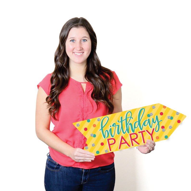 Colorful Happy Birthday Arrow Birthday Party Direction Signs | Etsy