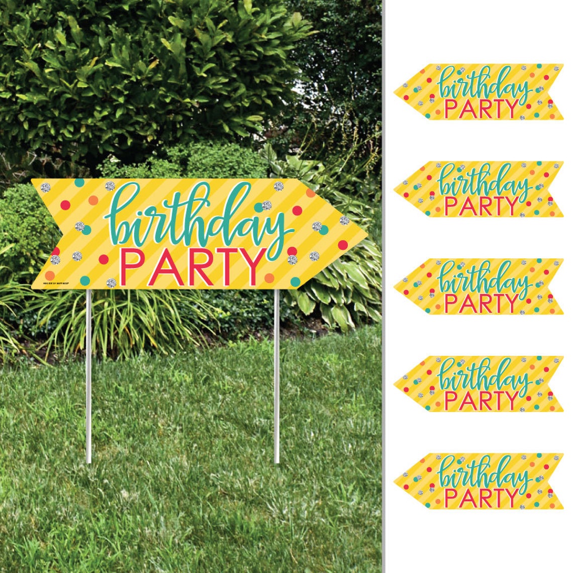 Colorful Happy Birthday Arrow Birthday Party Direction Signs - Etsy