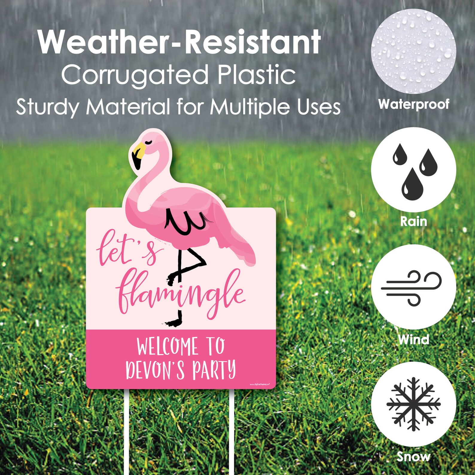 Pink Flamingo Welcome Yard Sign Birthday Baby or Bridal - Etsy