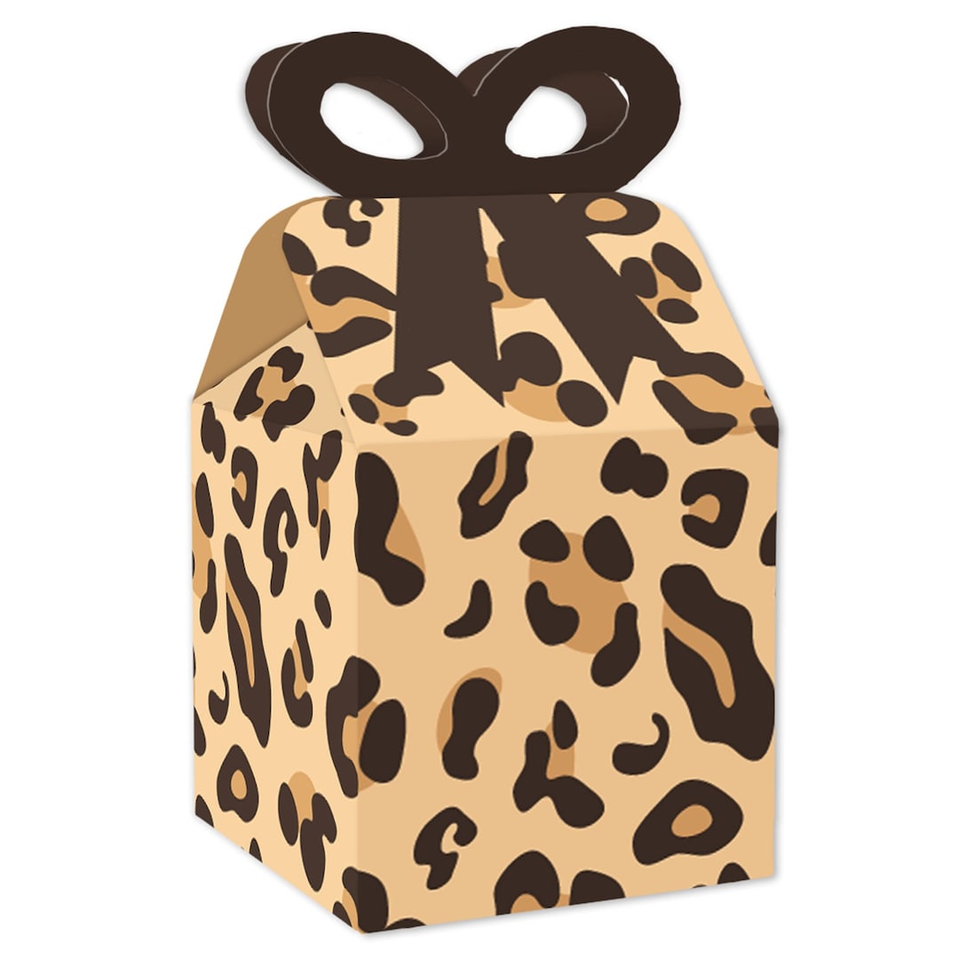 Leopard Print - Square Favor Gift Boxes - Cheetah Party Bow Boxes - Set ...