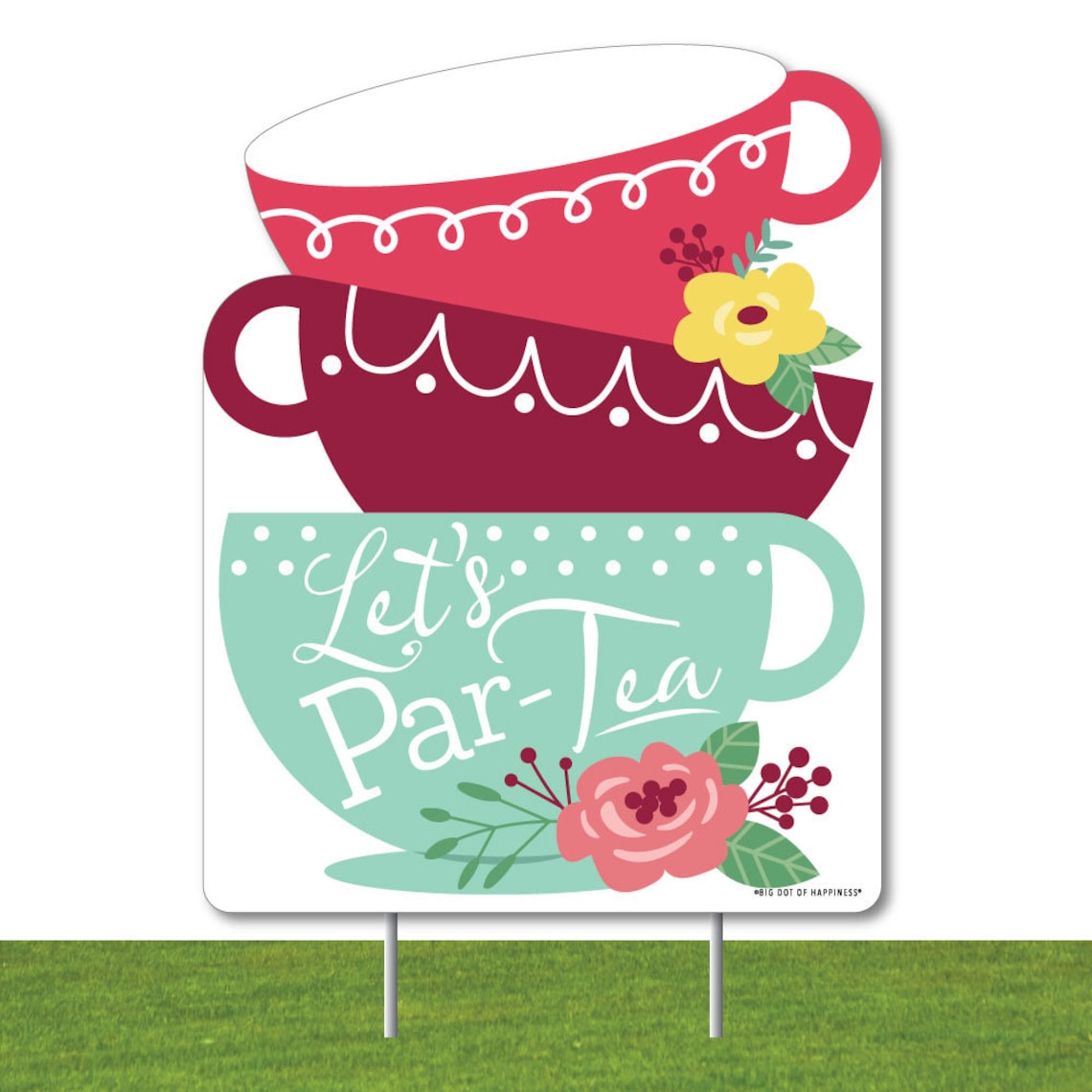 Floral Lets Par-tea Outdoor Lawn Sign Garden Tea Party - Etsy