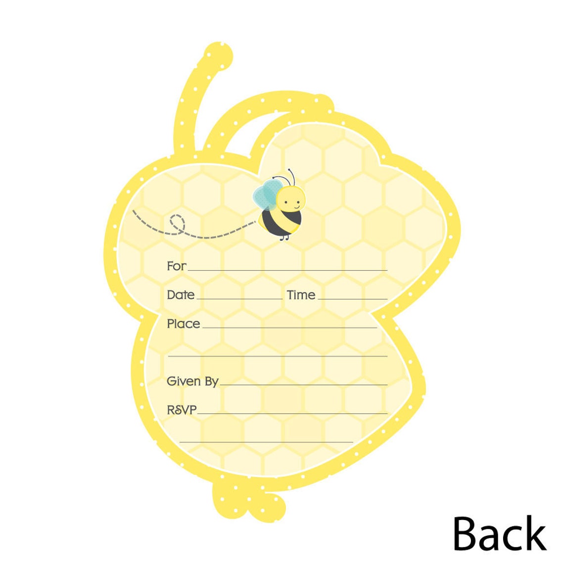 Honey Bee Shaped Fill-in Invitations Bee Shaped Invitation | Etsy