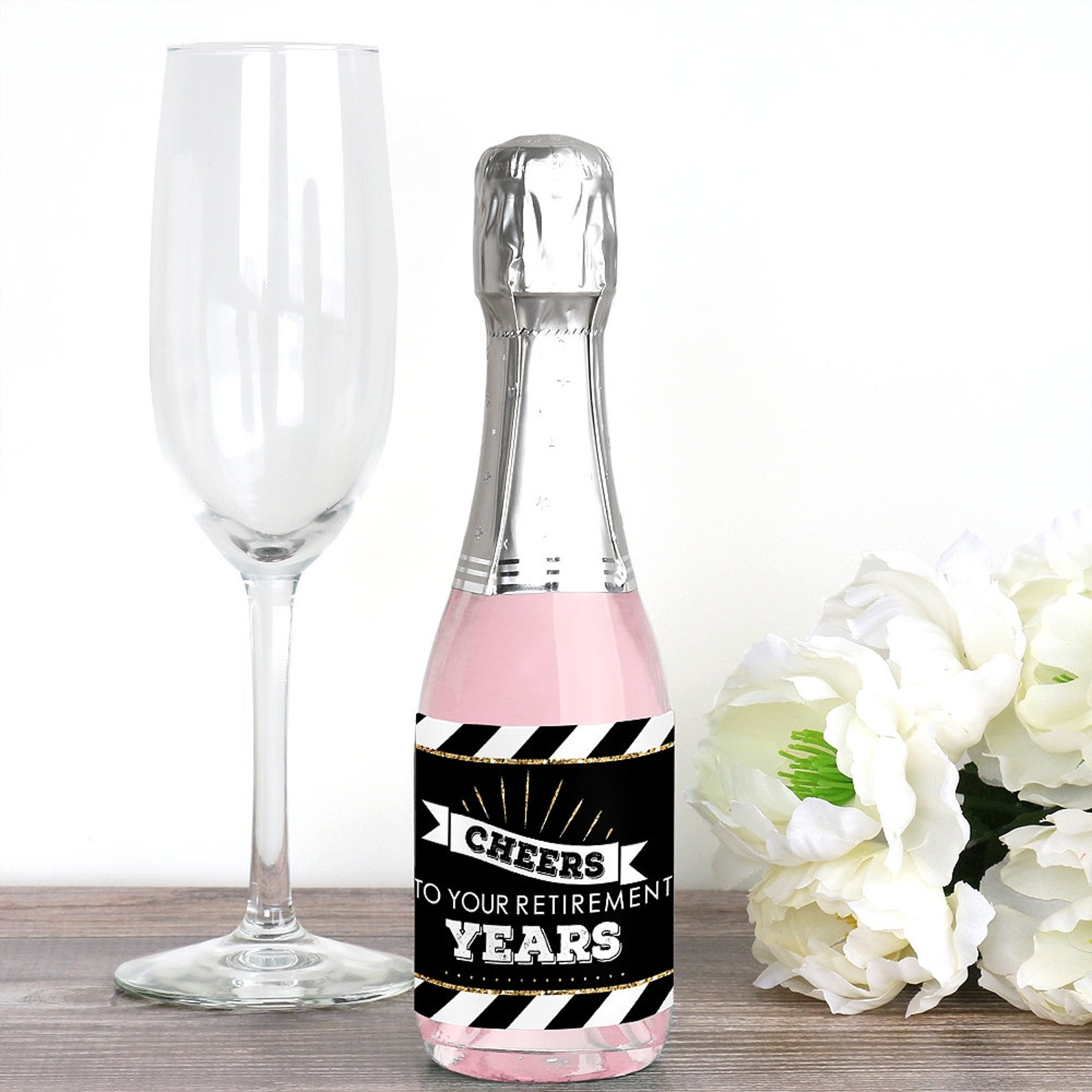 Happy Retirement - Mini Wine and Champagne Bottle Label Stickers ...