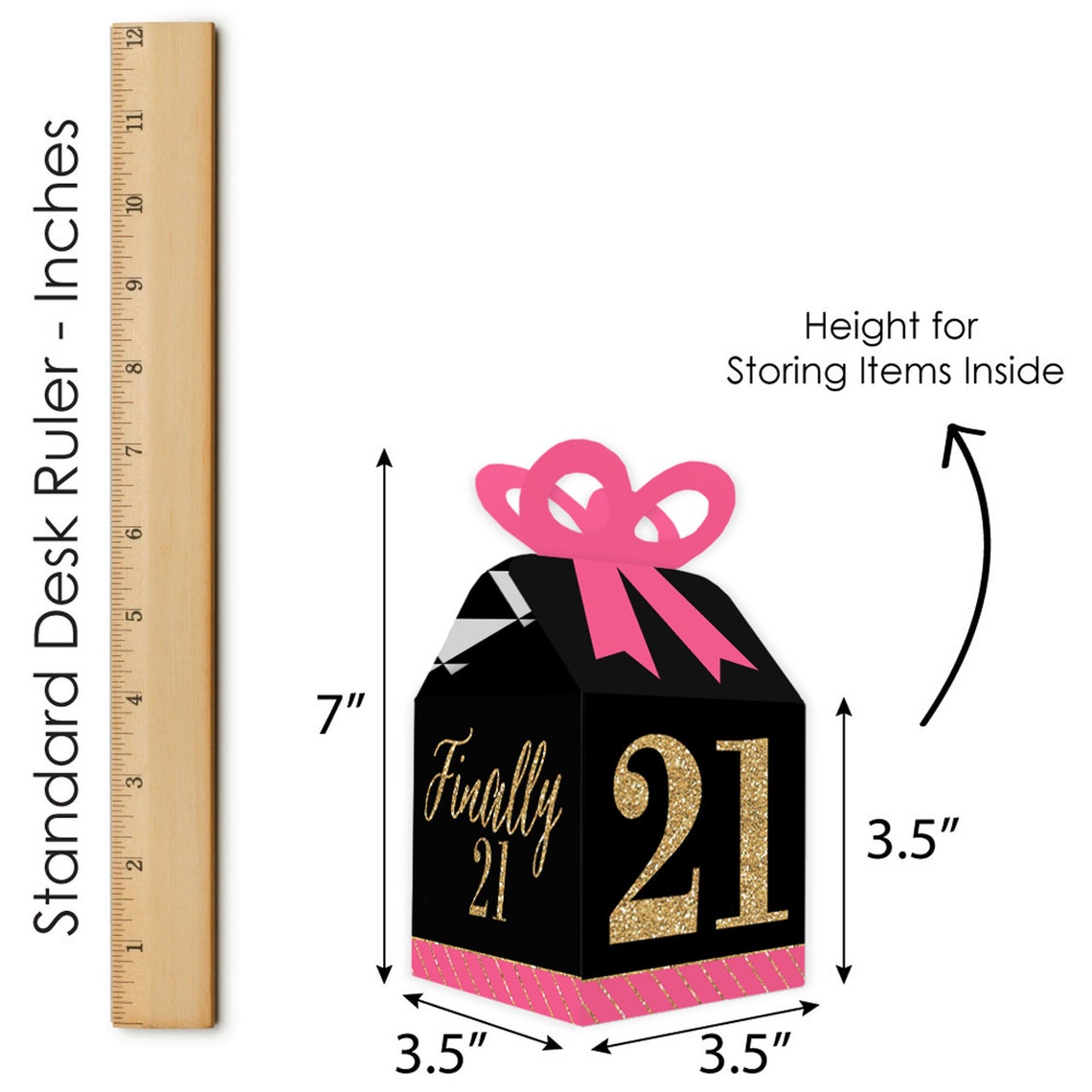 Finally 21 Girl - Square Favor Gift Boxes - 21st Birthday Party Bow ...