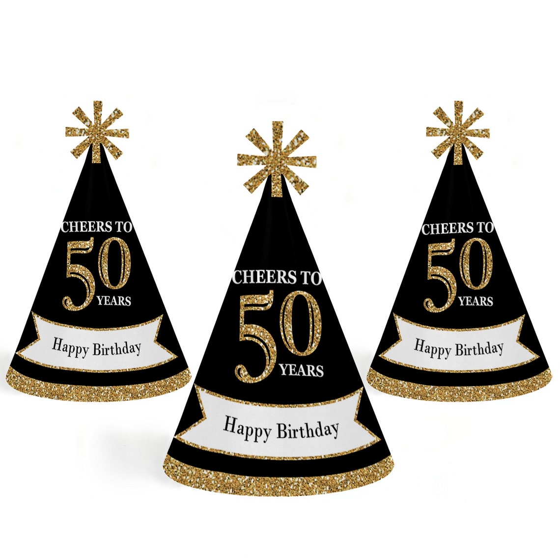 50th Birthday Party Cone Happy Birthday Party Hats for Kids | Etsy