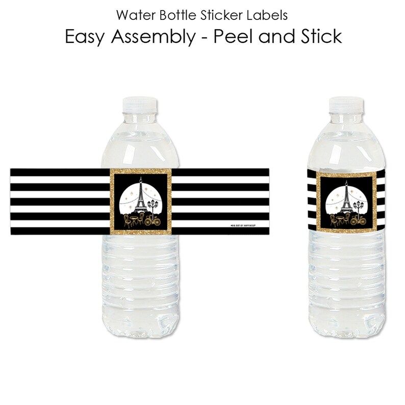 Stars Over Paris - Parisian Themed Party Water Bottle Sticker Labels ...