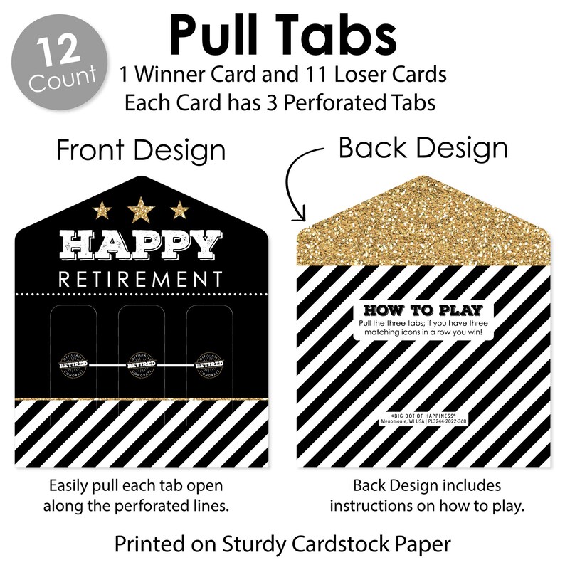 Happy Retirement - Retirement Party Game Pickle Cards - Pull Tabs 3-in ...
