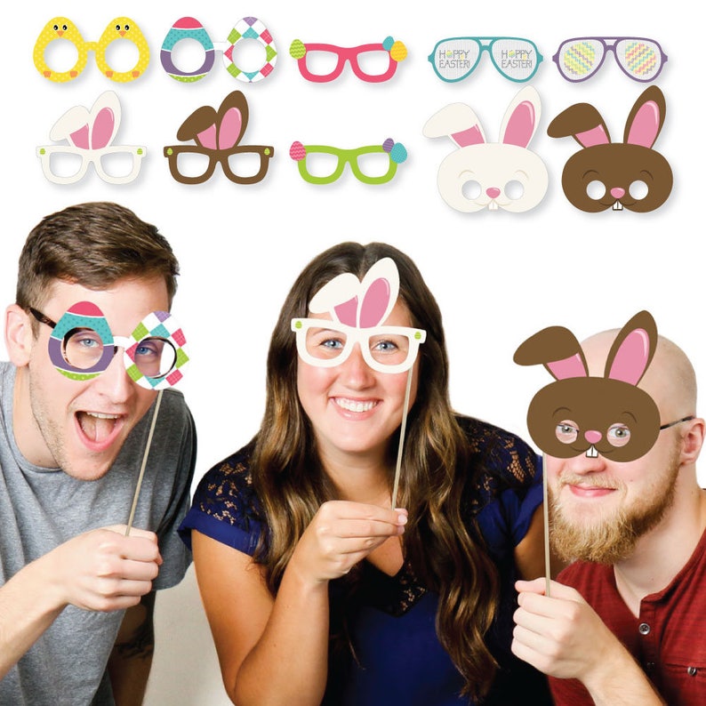 Easter - Photo Booth Accessories - Fun Selfie Easter Bunny Card Stock ...
