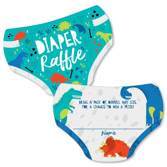 Roar Dinosaur - Diaper Shaped Raffle Ticket Inserts - Dino Mite Trex ...