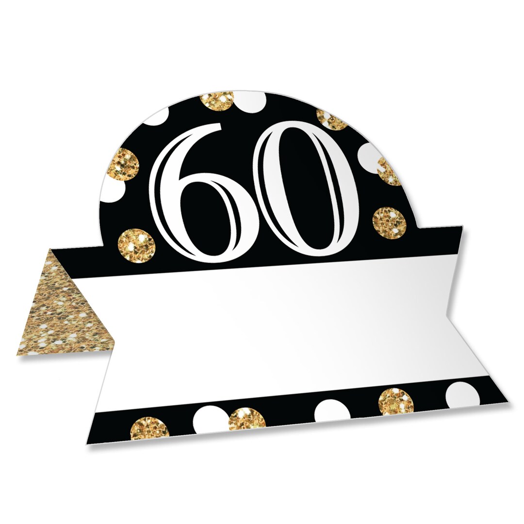 Adult 60th Birthday - Gold - Birthday Party Tent Buffet Card - Table ...