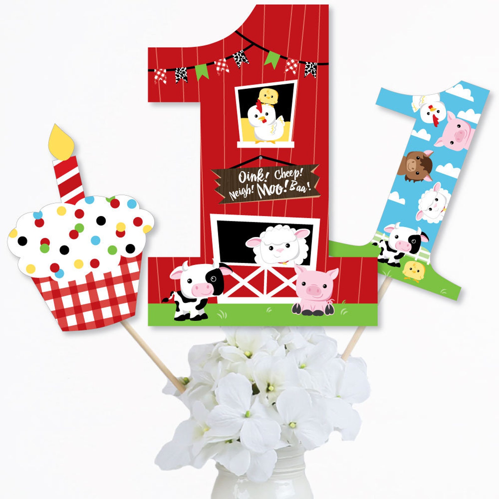 1st Birthday Farm Animals Centerpiece Sticks Barnyard - Etsy
