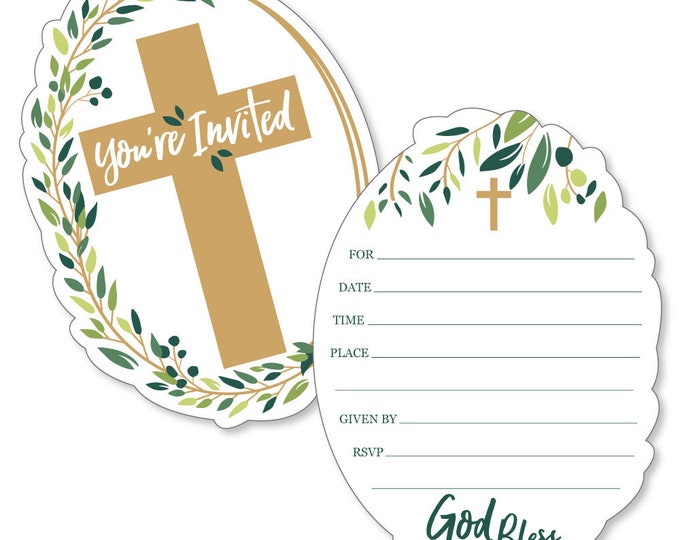 Elegant Cross - Shaped Fill-in Invites - Religious Party Invitation ...