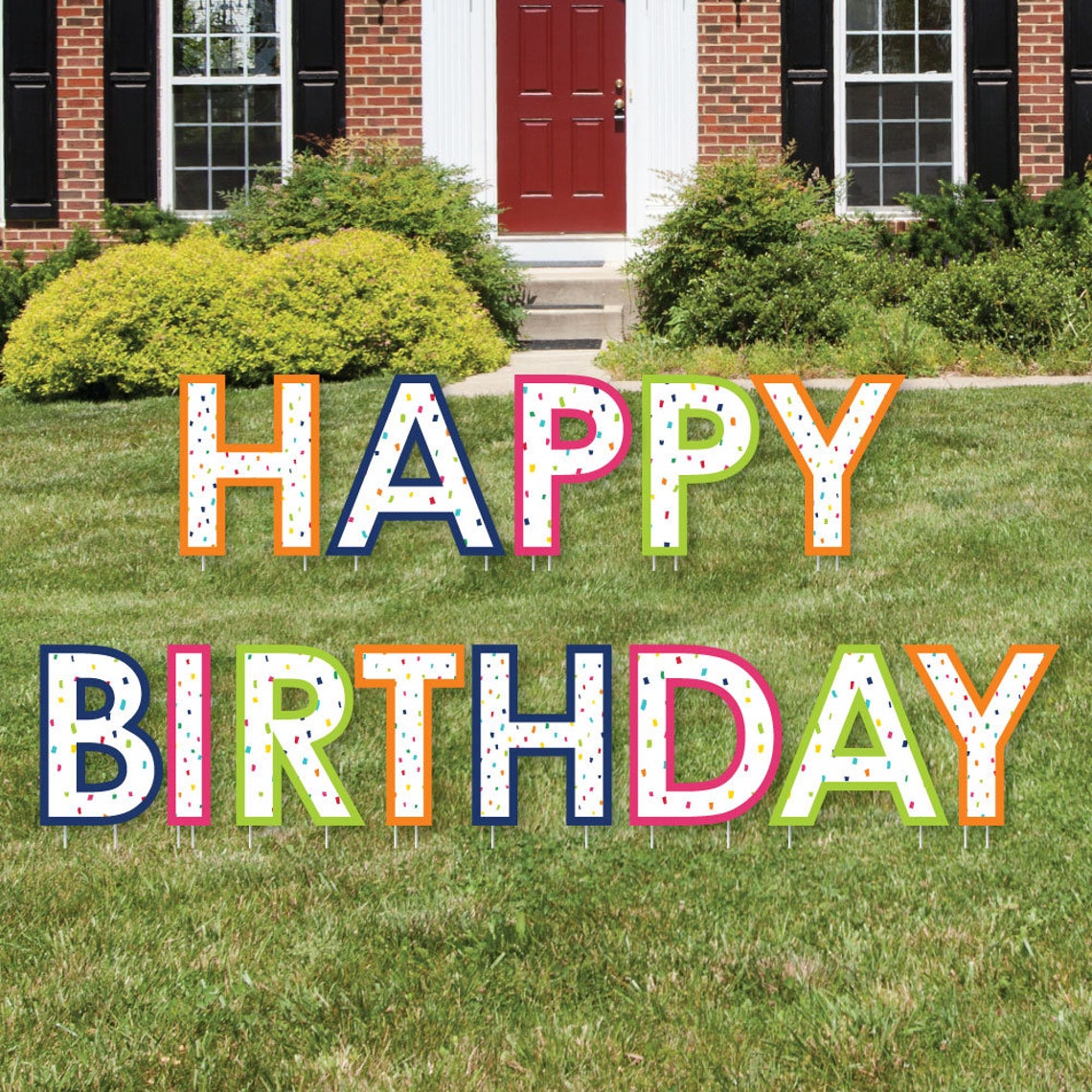 Cheerful Happy Birthday Yard Sign Outdoor Colorful Birthday Etsy