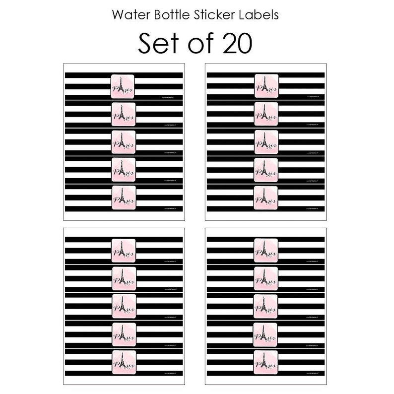 Paris Themed Water Bottle Sticker Labels Waterproof Self - Etsy