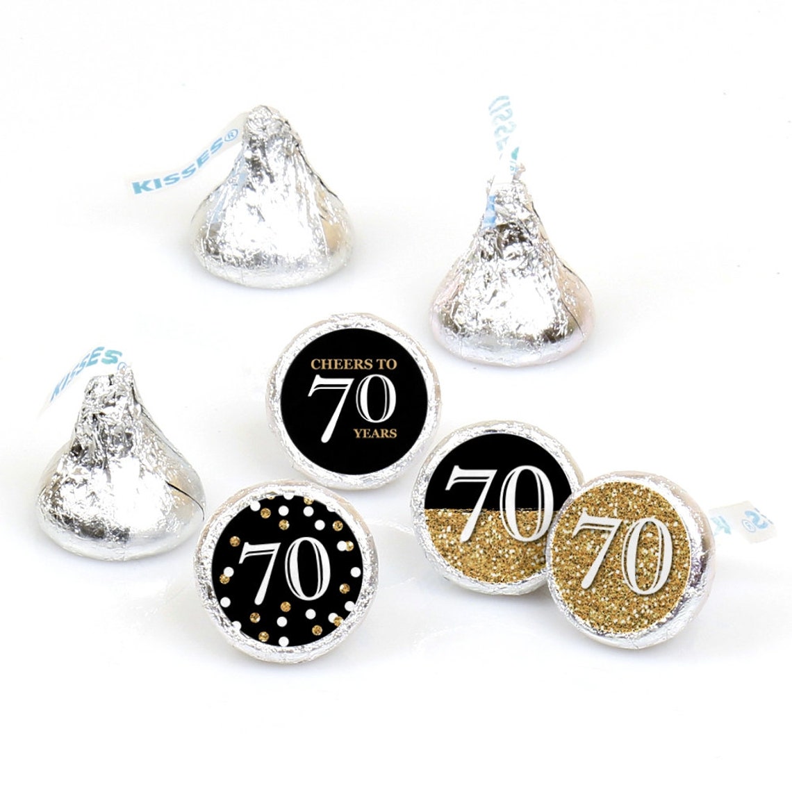 Hershey Kiss® Stickers 70th Birthday Gold Round Candy Etsy
