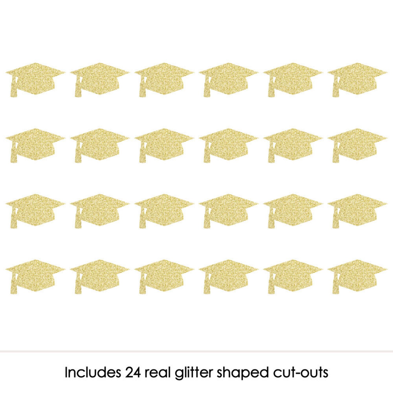 Gold Glitter Grad Caps - No-mess Real Gold Glitter Cut-out Graduation ...