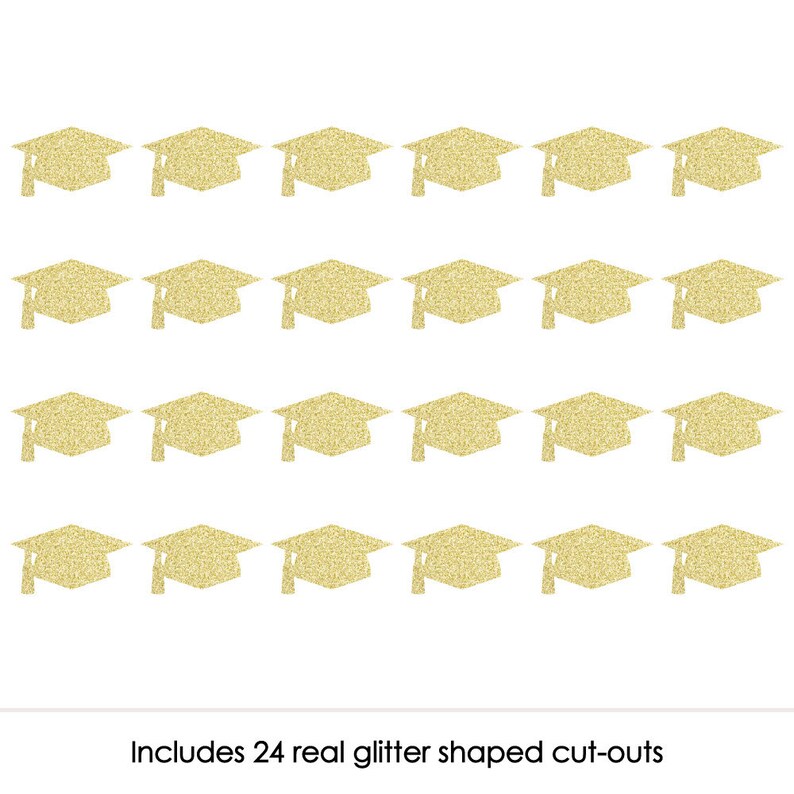 Gold Glitter Grad Caps - No-mess Real Gold Glitter Cut-out Graduation ...