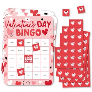 Happy Valentine’s Day - Bingo Cards and Markers - Valentine Hearts ...