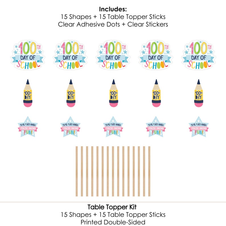 Happy 100th Day of School 100 Days Party Centerpiece Sticks - Etsy