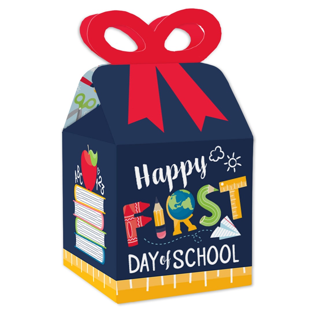 First Day of School - Square Favor Gift Boxes - Back to School ...