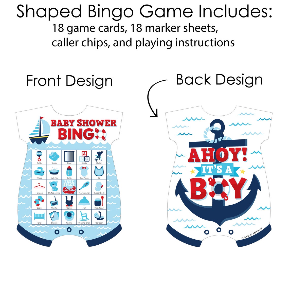 Ahoy Its a Boy Picture Bingo Cards and Markers Nautical - Etsy