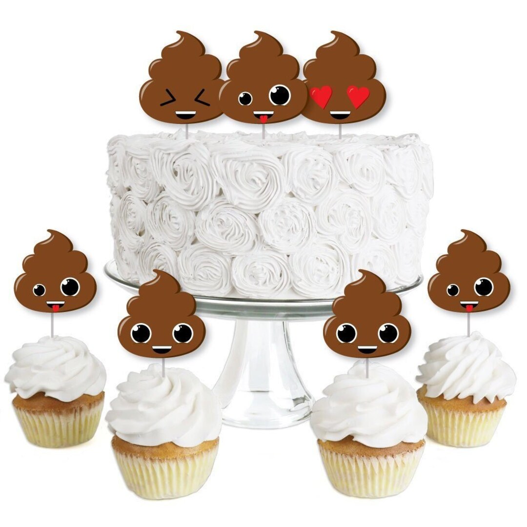 Party 'til You're Pooped - Dessert Cupcake Toppers - Poop Emoji or ...