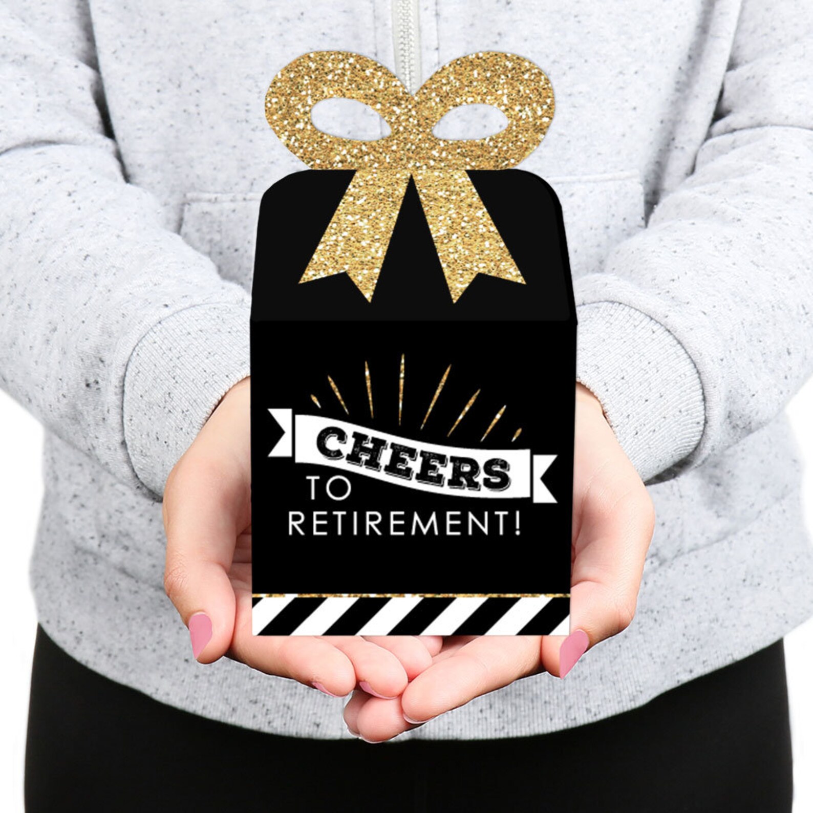 Happy Retirement - Square Favor Gift Boxes - Retirement Party Bow Boxes ...