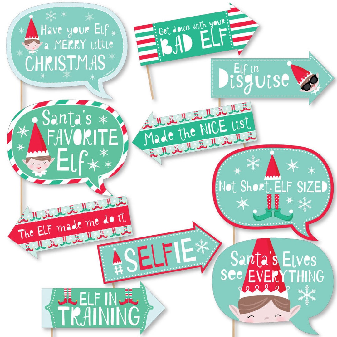 Funny Elf Squad Photo Booth Props - Kids Elf Christmas and Birthday ...