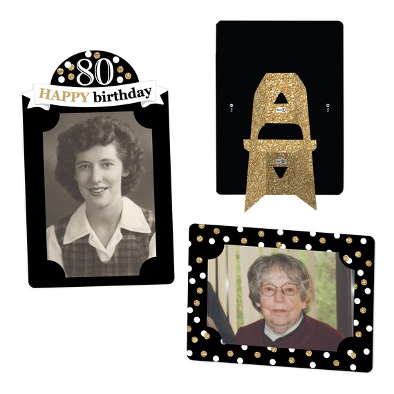 Adult 80th Birthday - Gold - Birthday Party 4x6 Picture Display - Paper ...