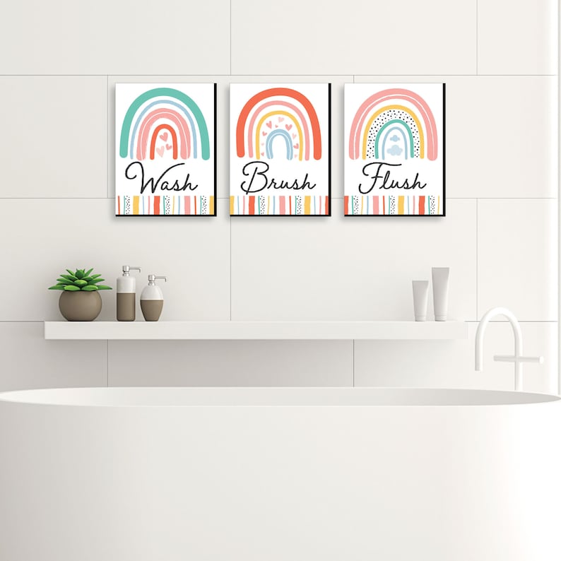 Hello Rainbow - Boho Kids Bathroom Rules Wall Art - 7.5 X 10 Inches ...