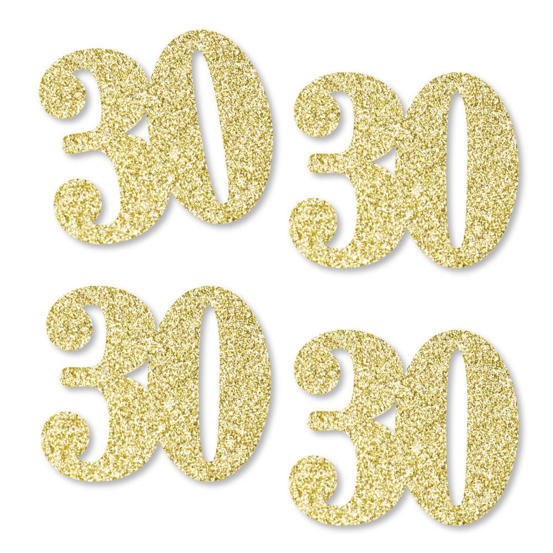 Gold Glitter 30 - No-mess Real Gold Glitter Cut-out Numbers - 30th ...