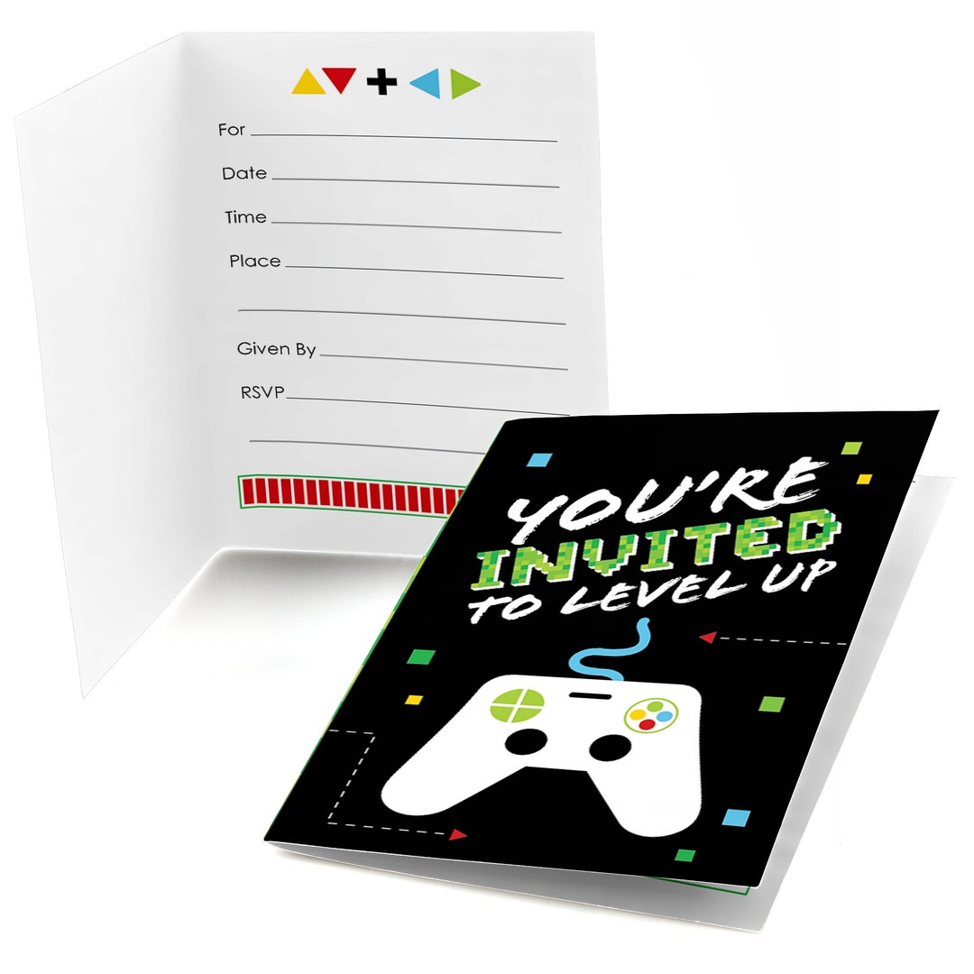 Game Zone Fill in Invitations - Pixel Video Game Party - Baby Shower or ...