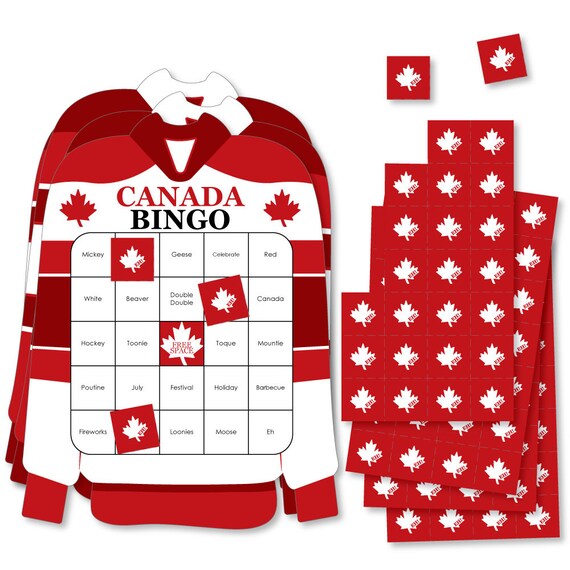 Canada Day - Bar Bingo Cards and Markers - Canadian Party Shaped Bingo ...