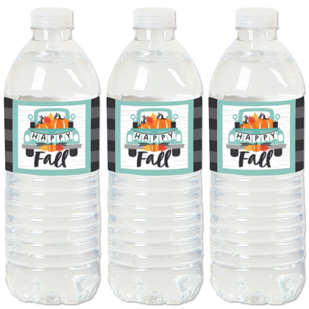 Happy Fall Truck - Harvest Pumpkin Party Water Bottle Sticker Labels ...