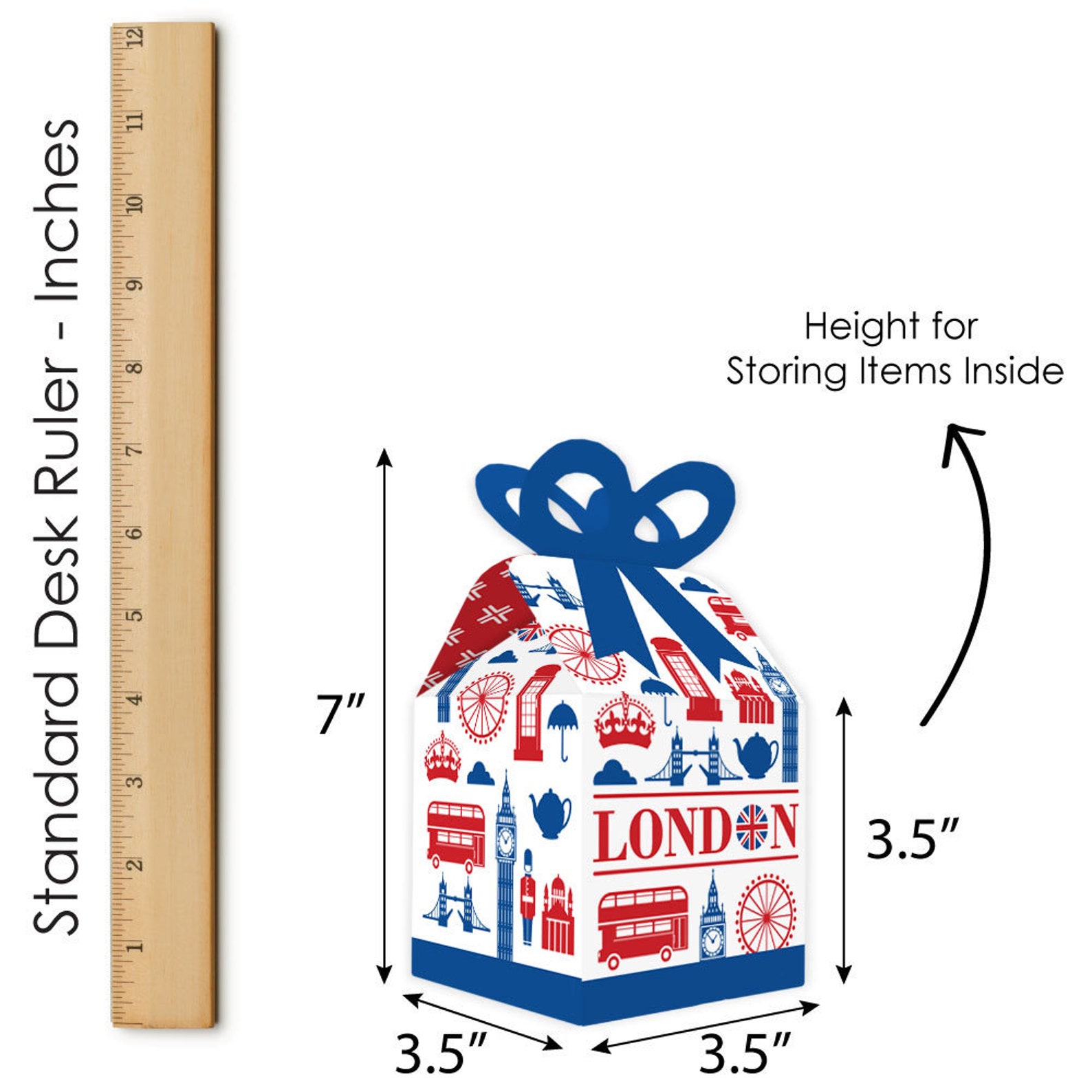 Cheerio, London - Square Favor Gift Boxes - British UK Party Bow Boxes ...