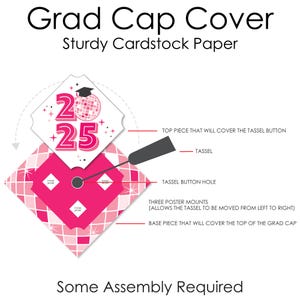 Pink Disco Ball - 2025 Graduation Cap Decorations Kit - Grad Cap Cover ...