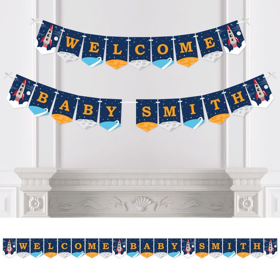 Personalized Blast Off to Outer Space - Custom Rocket Ship Baby Shower ...