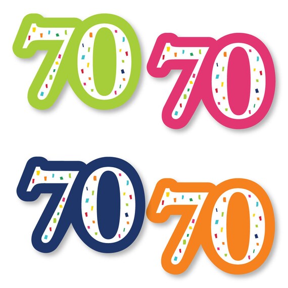 70th Birthday - Cheerful Happy Birthday - DIY Shaped Paper Cut Outs ...