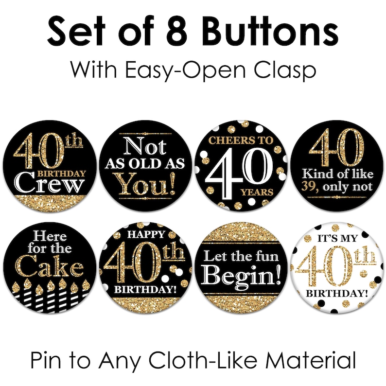 Adult 40th Birthday Gold 3 Inch Birthday Party Badge - Etsy