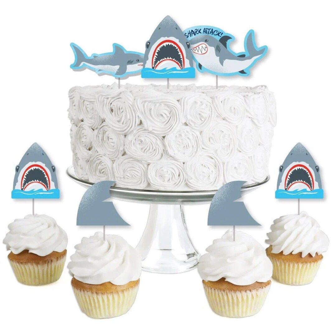Shark Zone - Dessert Cupcake Toppers - Jawsome Shark Party Birthday ...